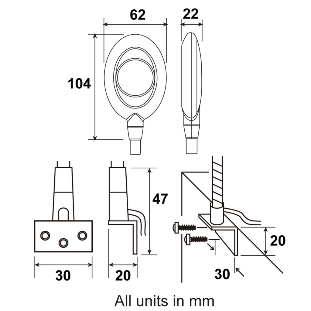 LED Reading Light – Oval Shape – L Shape Mounting Bracket – Silver Grey ...
